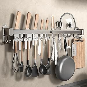 Amazon.com: Kitchen Utensil Rack Hanging Pot Rack Organizers Wall ...