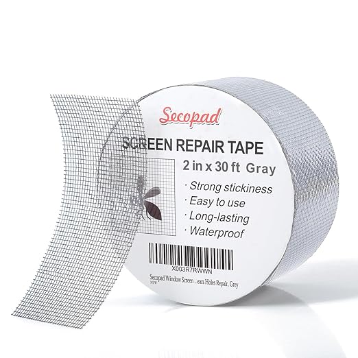 Secopad Grey Window Screen Repair Tape, 2IN X 30FT (360IN) Screen ...