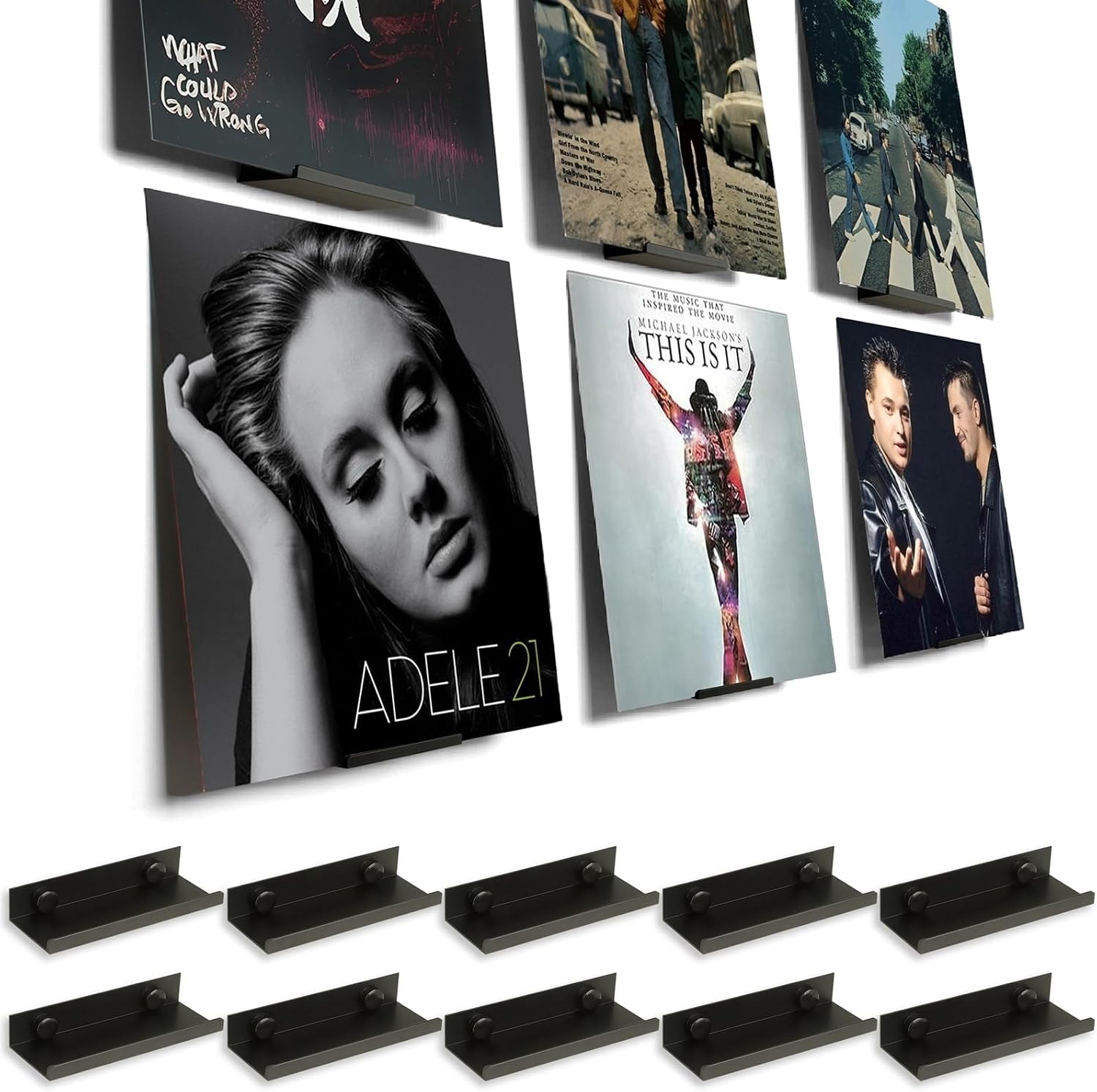 Amazon.com: BiJun 10 Pack Vinyl Record Shelf Wall Mount, Metal Vinyl ...