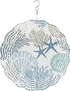 Amazon.com: Wind Spinner Blue Ocean Coral Starfish Shell Seamless Metal ...