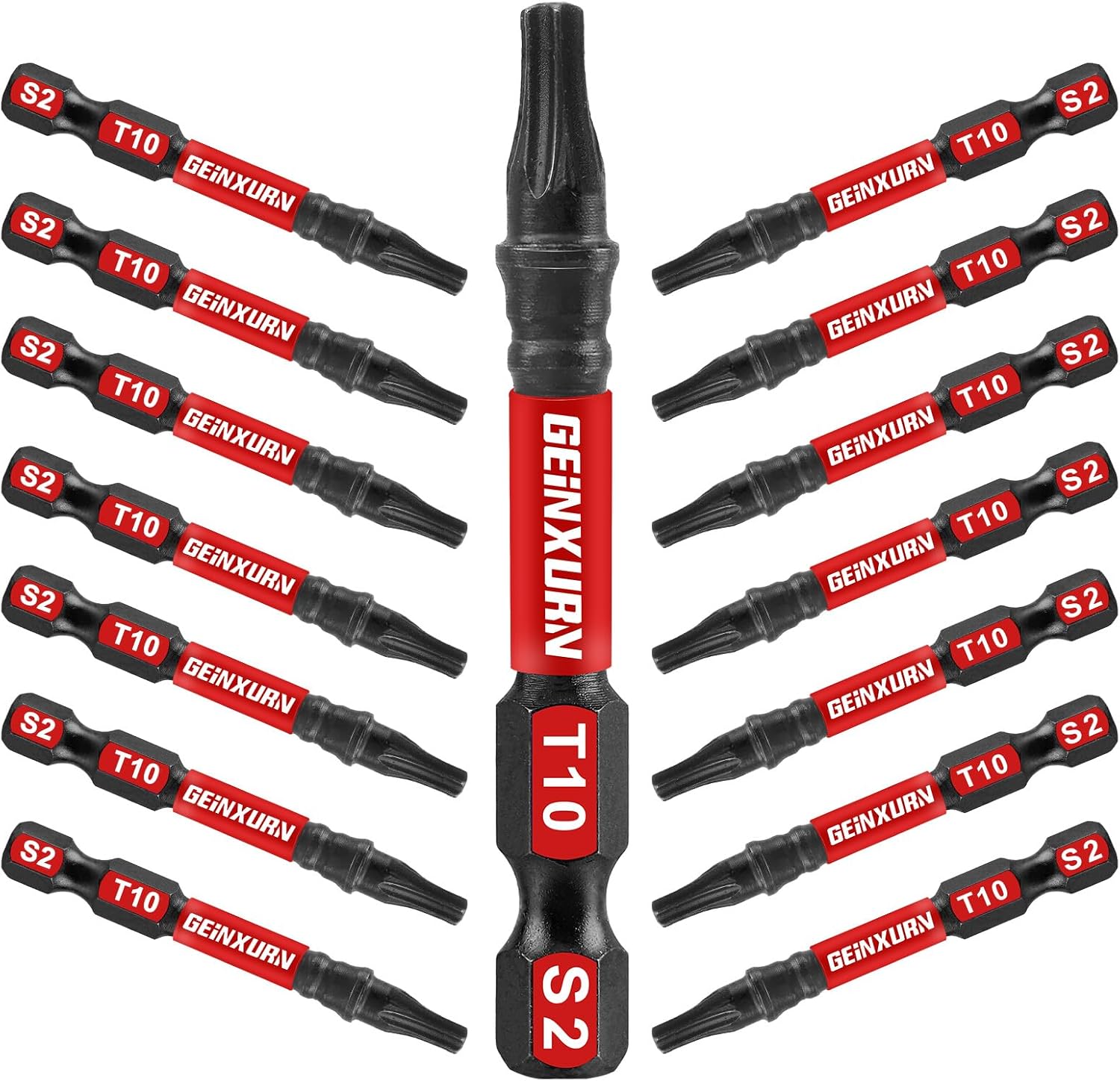 Geinxurn 15 Pieces T10 Impact Tough Magnetic Screwdriver Bit Set, 2 In ...