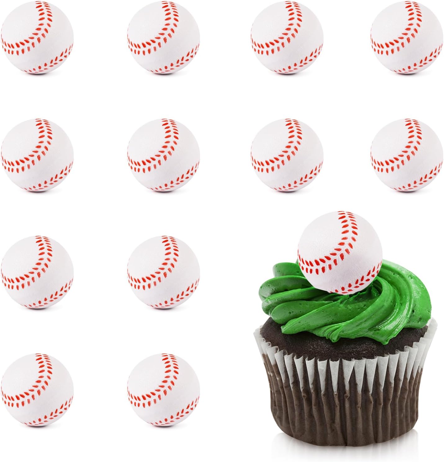 Amazon.com: 24 PCS Baseball Cupcake Toppers Foam Baseball Cupcake Picks ...