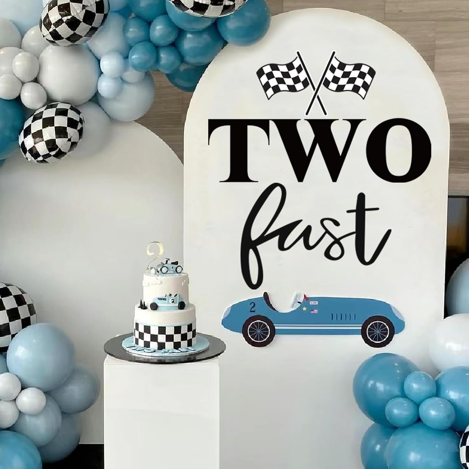 Tintisfafa Two Fast Birthday Decal Sign for Backdrop, Race Car Theme 2 ...