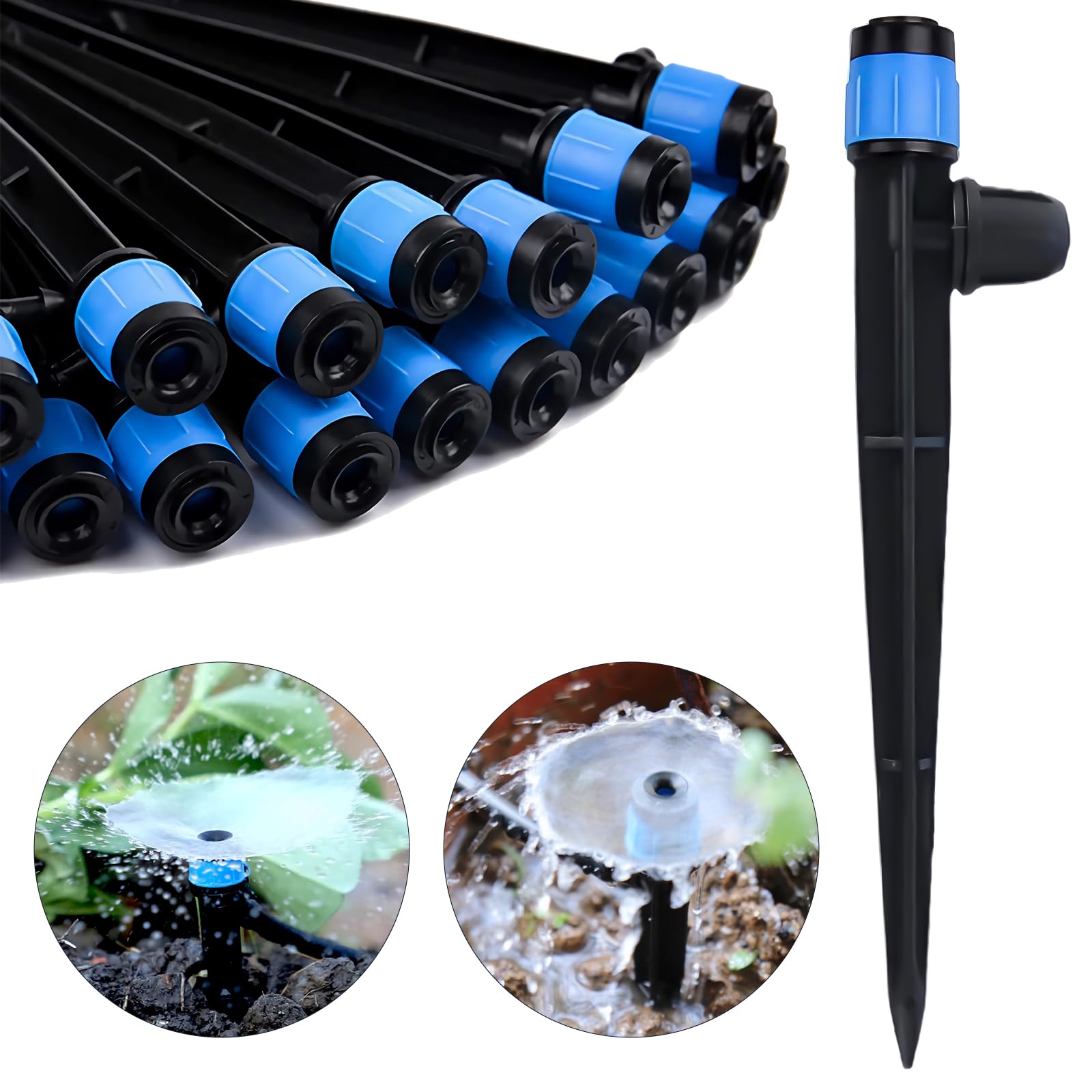 Amazon.com : Ubitree 50pcs Drip Irrigation Emitters with Stake, 360 ...