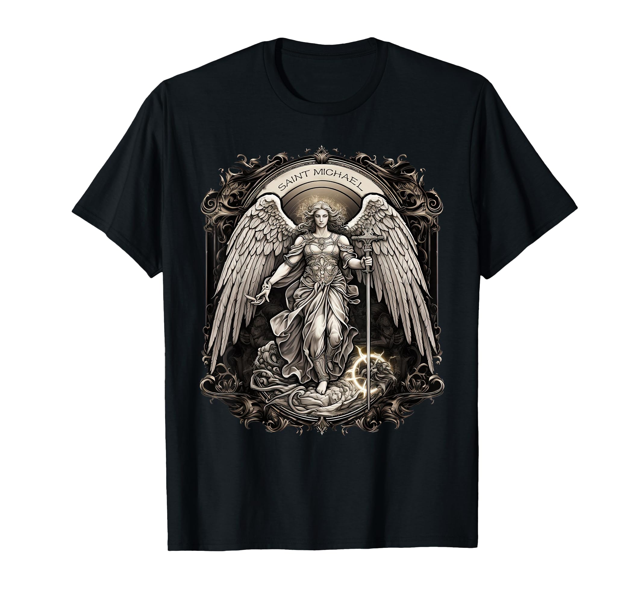 Amazon.com: St Michael The Archangel Catholic Saint Religious T-Shirt ...
