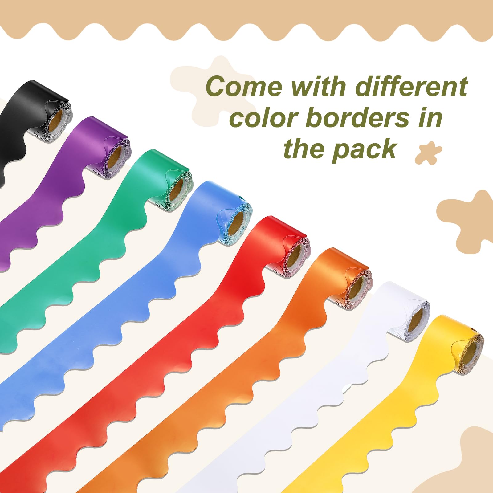 PATIKIL Bulletin Board Border, 262.5 Ft Total, 8 Roll Colorful ...