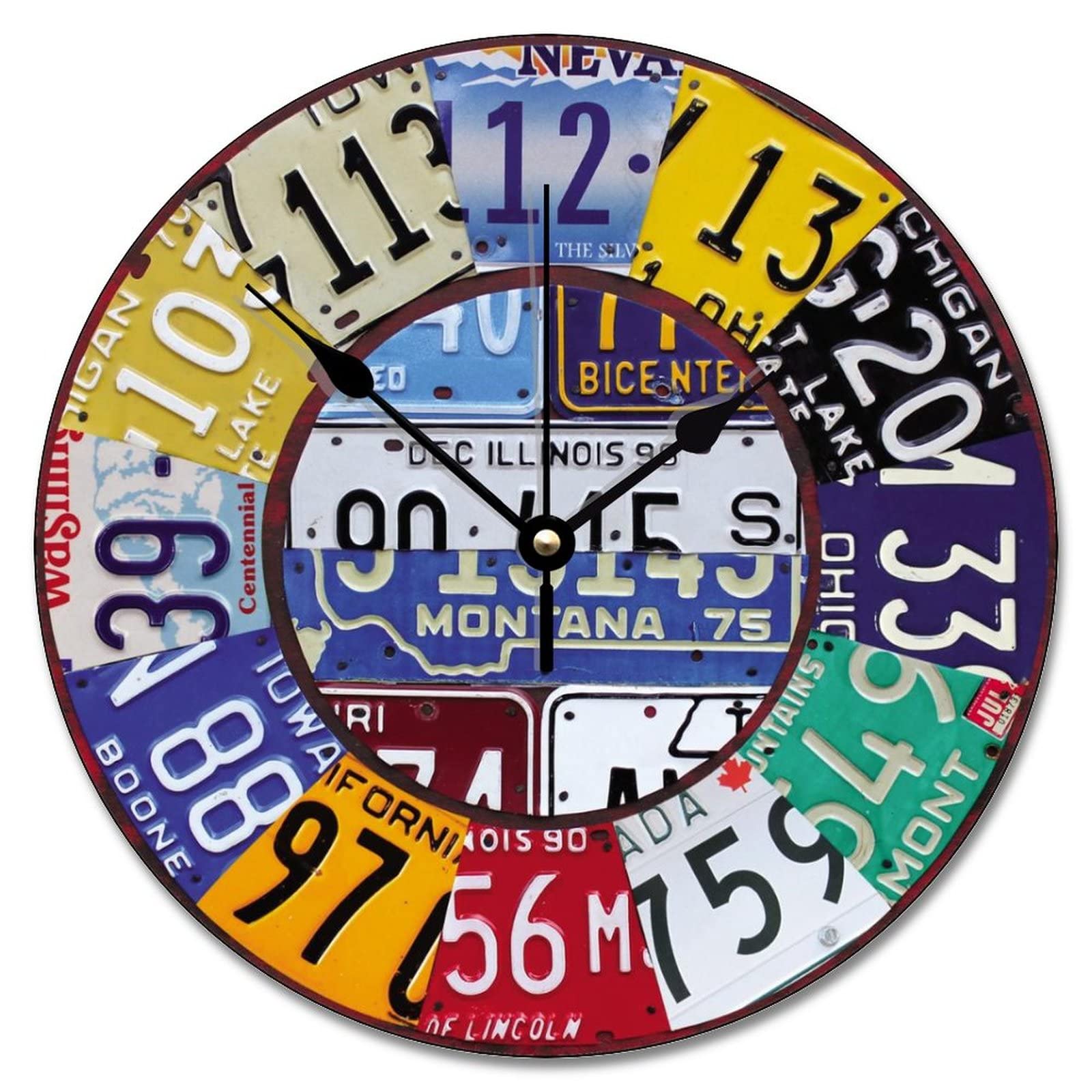 Amazon.com: ArogGeld License Plate Wall Clock Vintage Numbers Car Tag ...