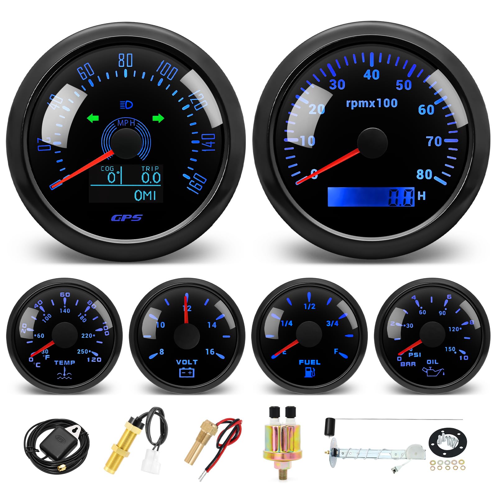 Amazon.com: MH 6 Boat AUTO Gauge Set - 3-3/8" GPS Speedometer ...