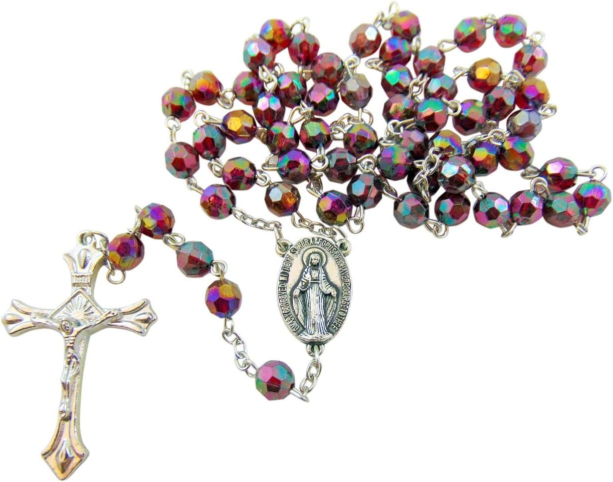 Amazon.com: 10 Pack Rosary Bulk Lot with Red Iridescent Bead Rosaries ...