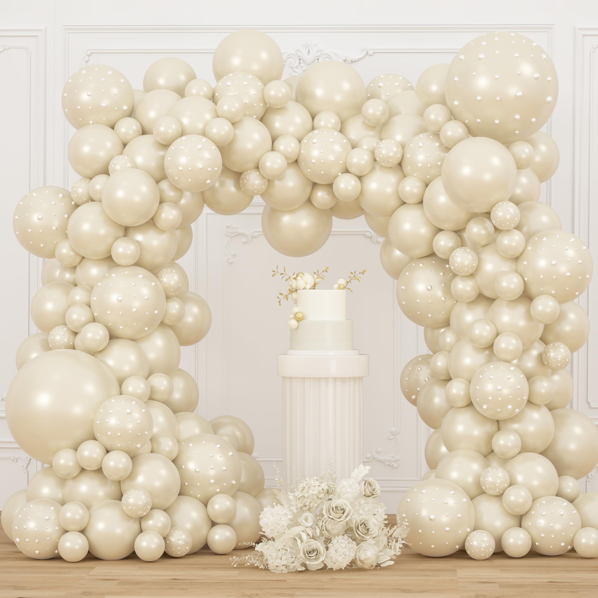 Amazon.com: JZCZOEB Double Stuffed Pearl Balloons Different Sizes ...