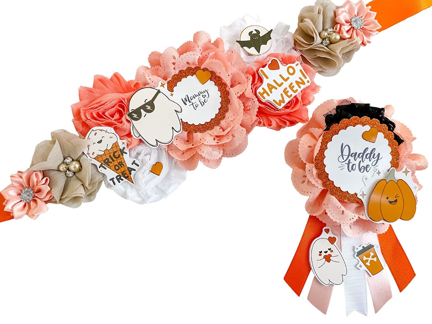 Amazon.com: Orange Ghost Baby Shower Mom to be Maternity Sash, Orange ...