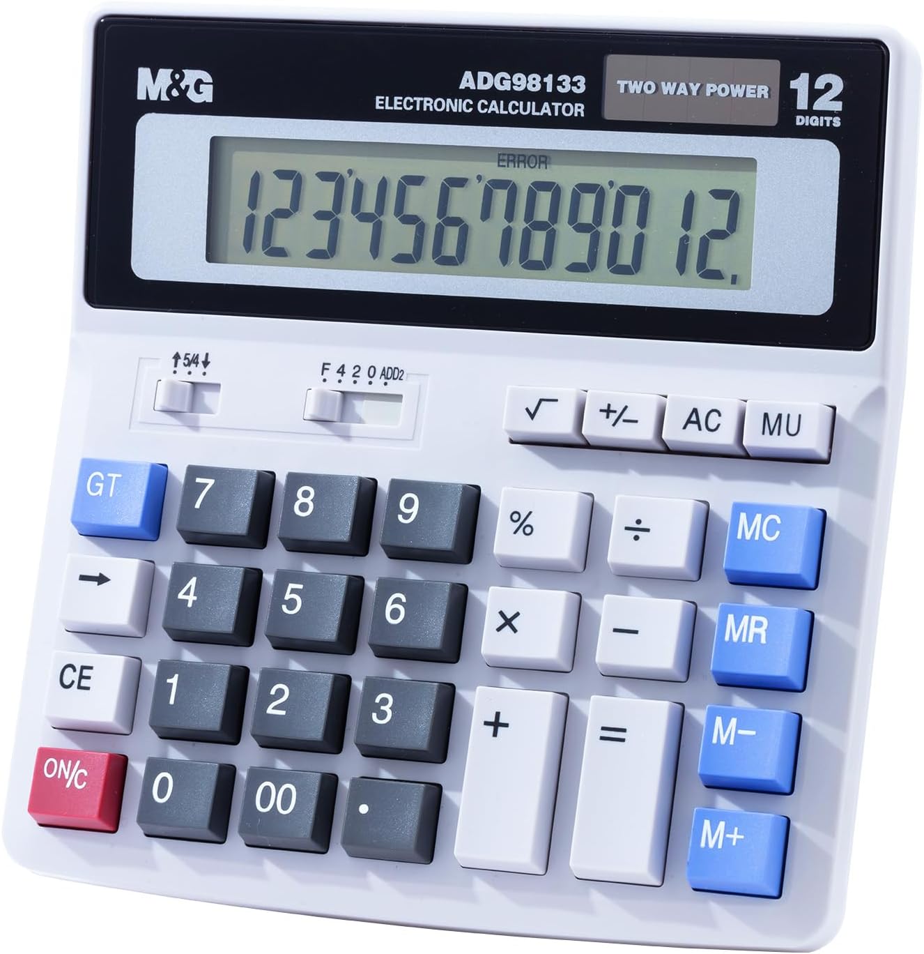 Amazon.com : M&G Desk Calculator 12 Digit Extra Large LCD Display, Dual ...