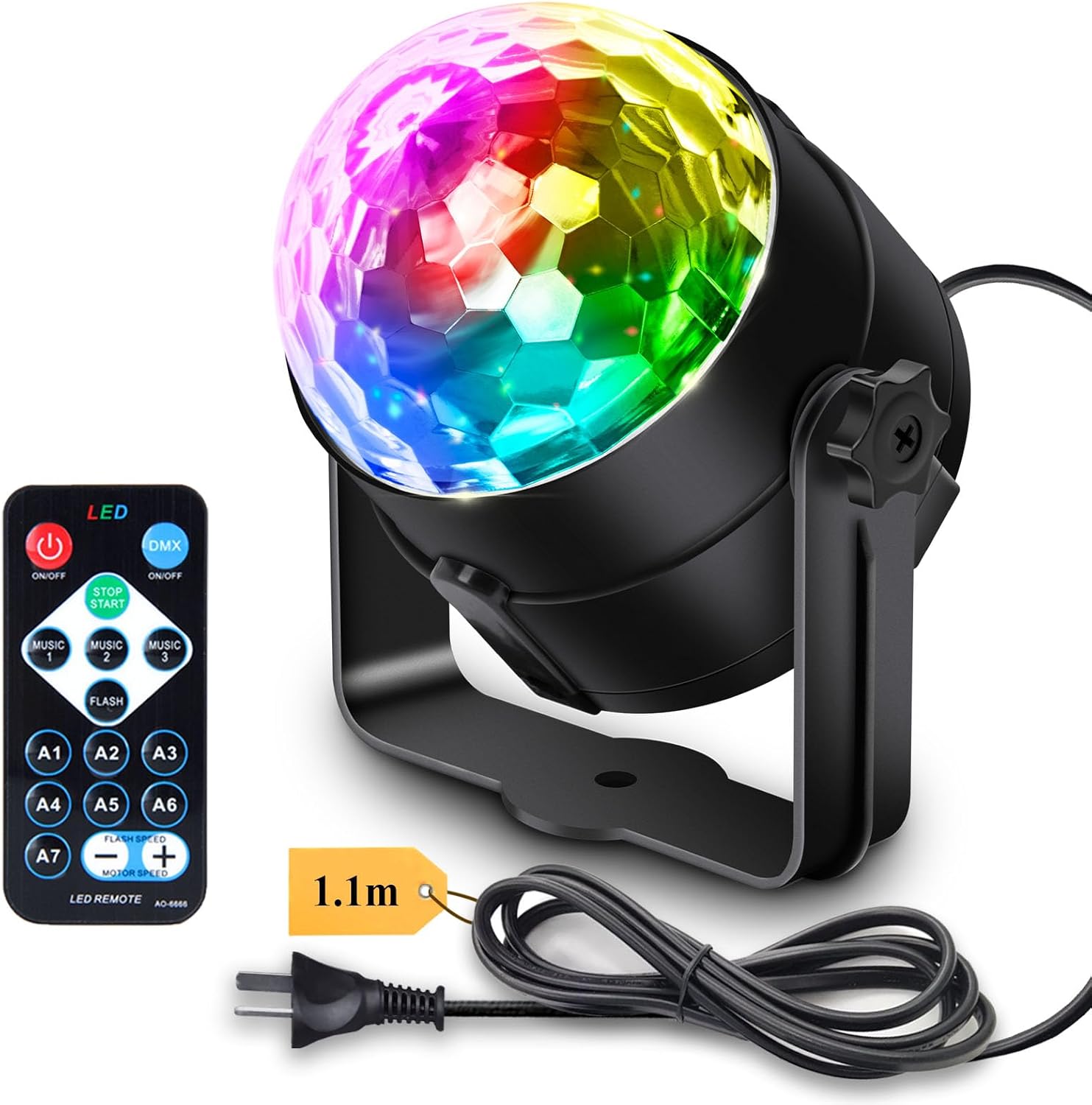 Apeocose Disco Ball Party Light Sound Activated Remote Control, 12 ...
