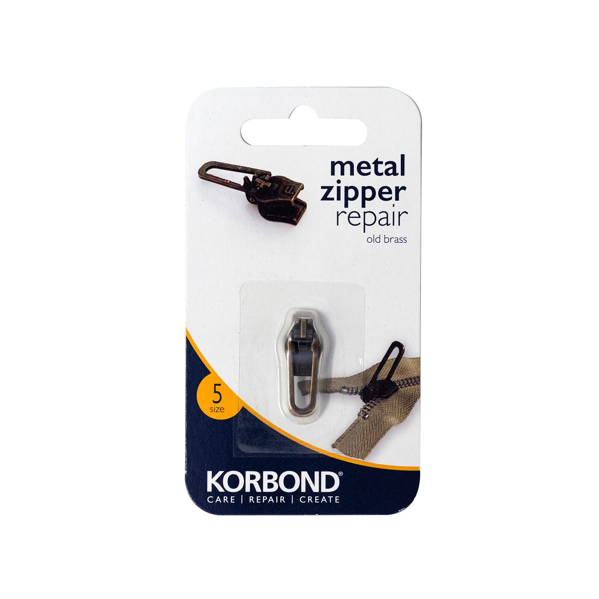 Korbond Zip Repair Kit - Size 5 - Aged Brass Metal Zip - Instant & Easy ...