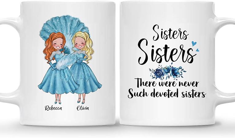 Amazon.com: Gossby Personalized Sisters White Christmas Coffee Mug ...