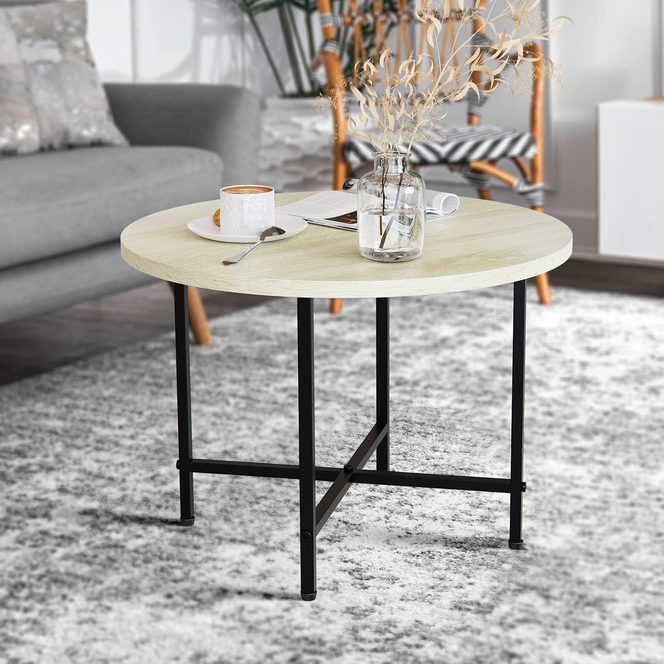 Amazon.com: Round Coffee Table, Modern Small Coffee Table Sofa Table ...