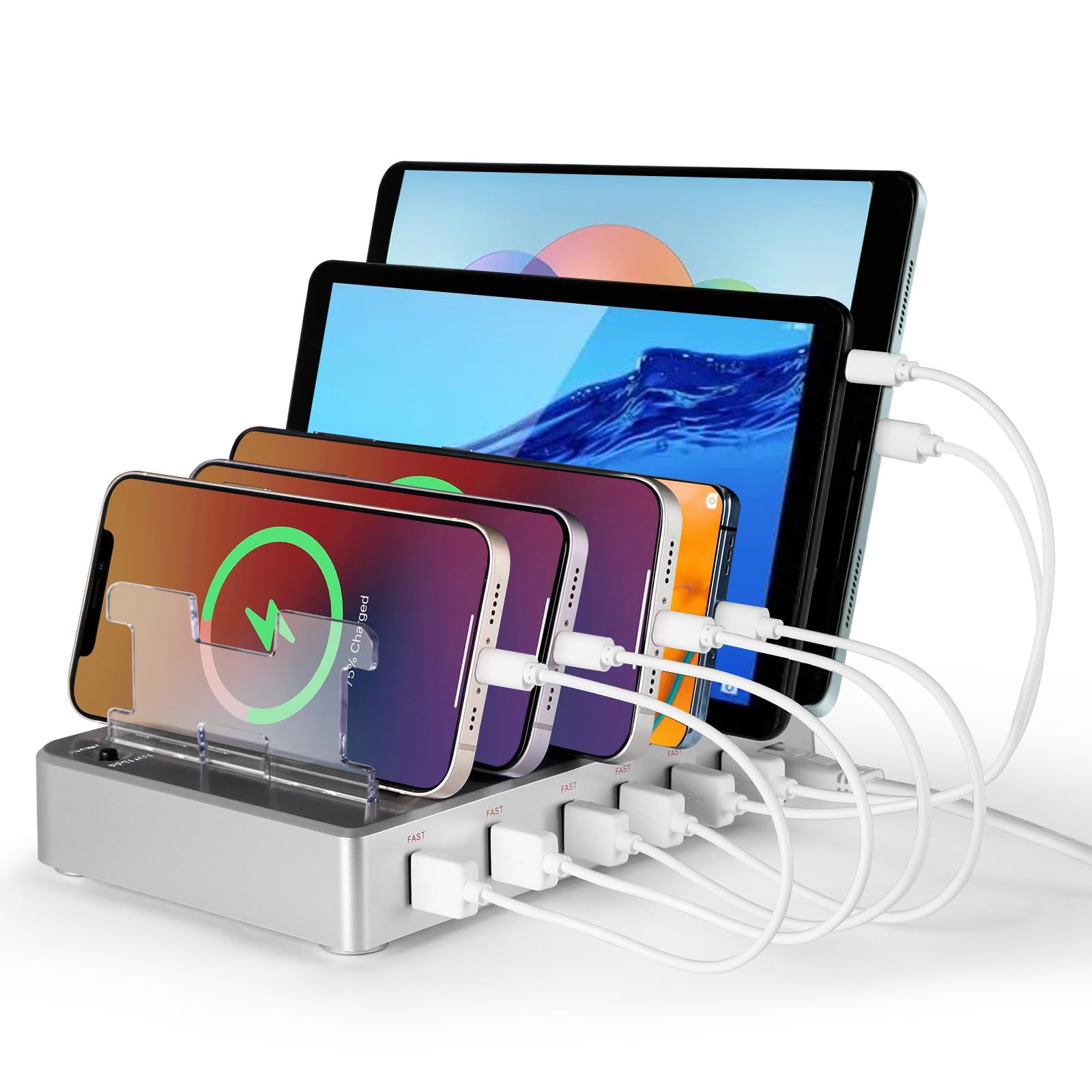 Amazon.com: Charging Station for Multiple Devices, GARUET 6 Ports Multi ...