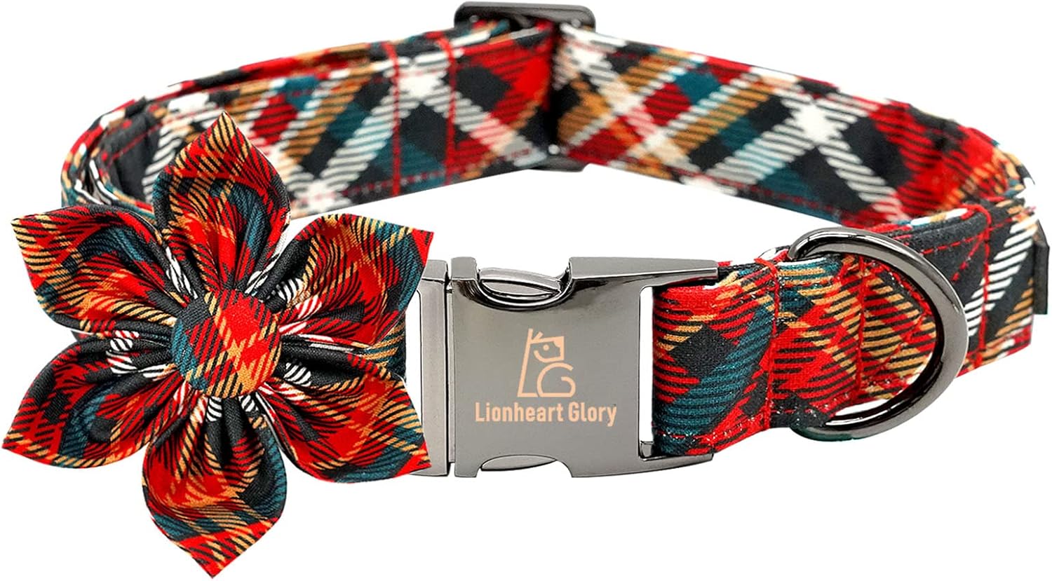 Amazon.com : Lionheart Glory Christmas Dog Collar with Flower Plaid ...