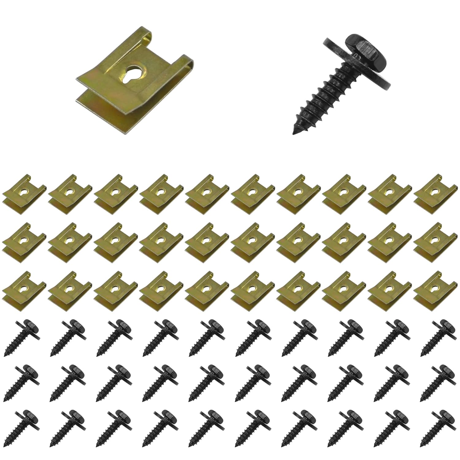 DDHOMIN 60 PCS Car Screw Tabs,U Type Body Panel Screw Clips,Undertray ...