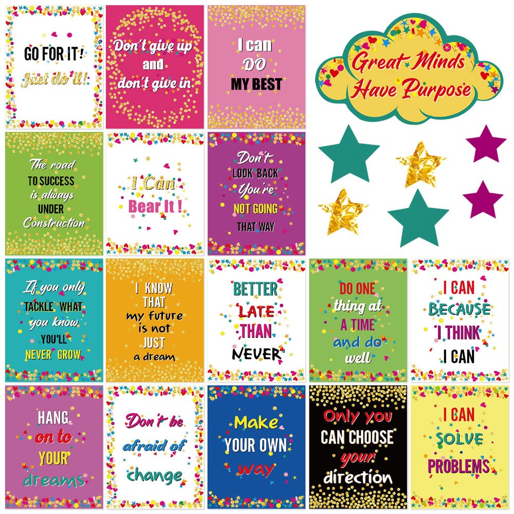 16 Pack Motivational Growth Mindset Posters Motivational Classroom ...