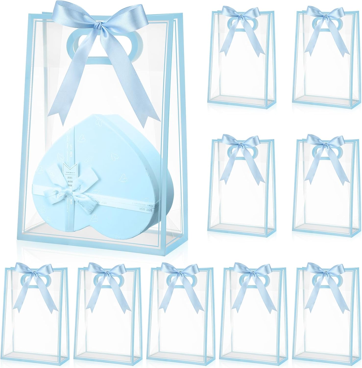 Amazon.com: Aliceset 12 Pcs Clear Plastic Gift Bag with Die Cut Handles ...