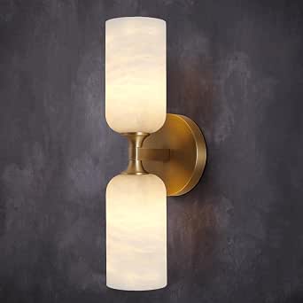 Alabaster Wall Sconce 14in Modern Spanish Natural Marble Bathroom ...