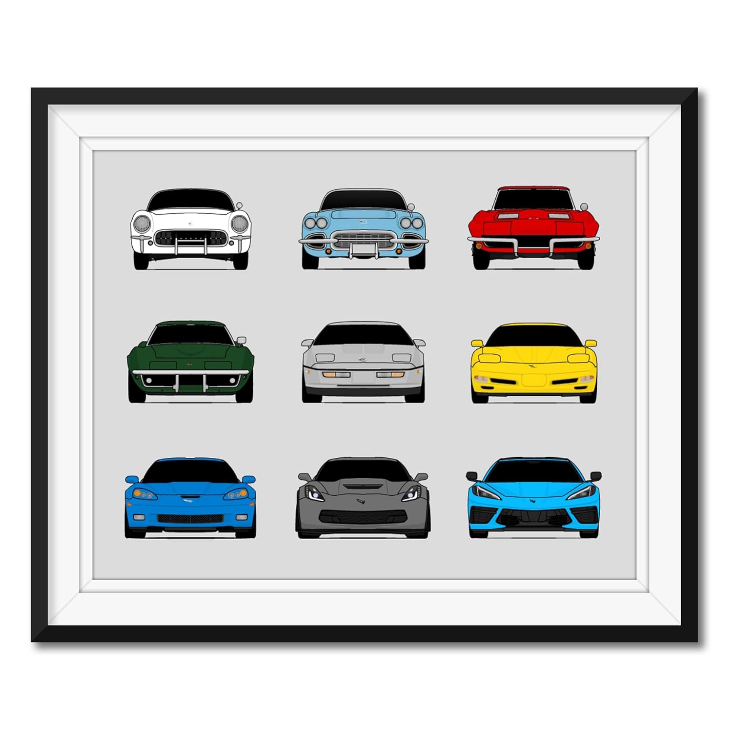 Chevy Corvette Generations Inspired Car Poster – Handmade Print of ...