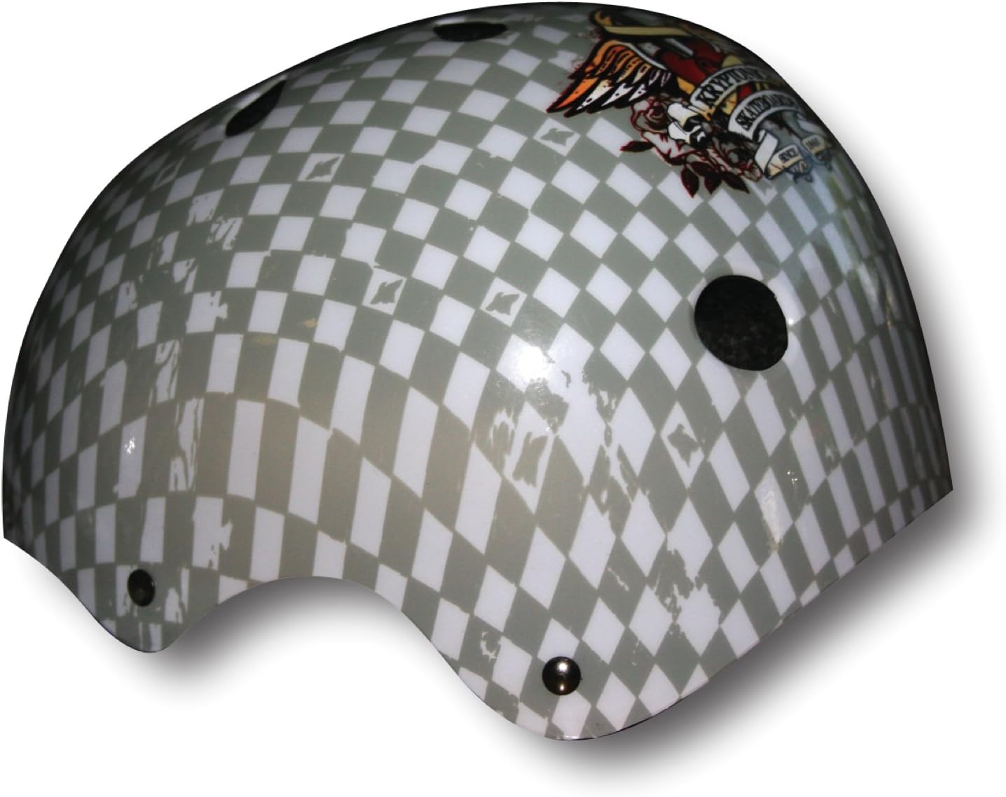 Amazon.com : Kryptonics Checkerboard Helmet, Grey/White, Small/Medium ...