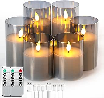 Forever Speed 6 Pack Grey Glass Flameless Candles with Remote Control ...