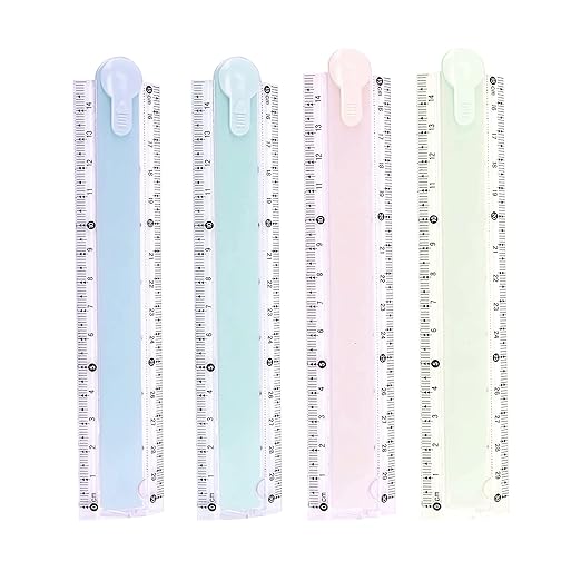 4 Pieces Folding Rulers 30cm Folding Geometric Ruler Plastic Rulers 12 ...