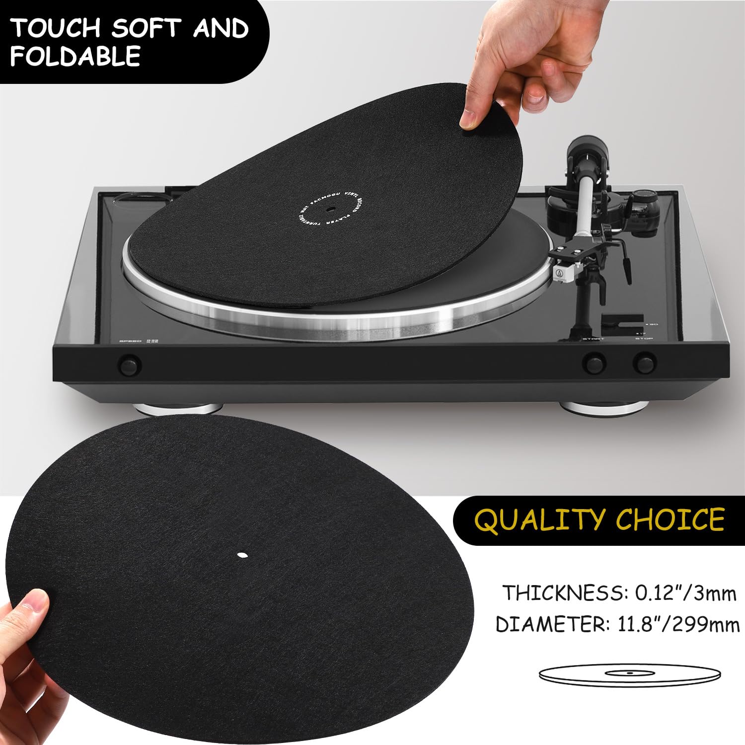 Snapklik.com : 2PCS 12" Turntable Platter Wool Mat, 3mm Vinyl Record ...