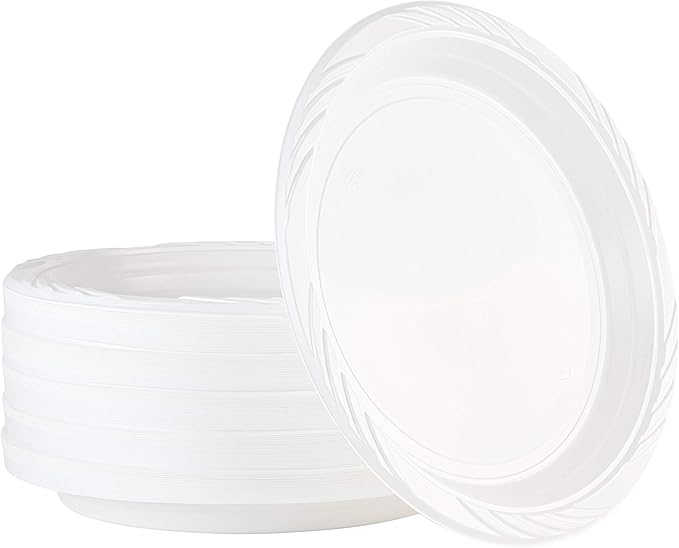 Amazon.com: PLASTICPRO 100 Count Disposable 10 Inch White Plastic ...