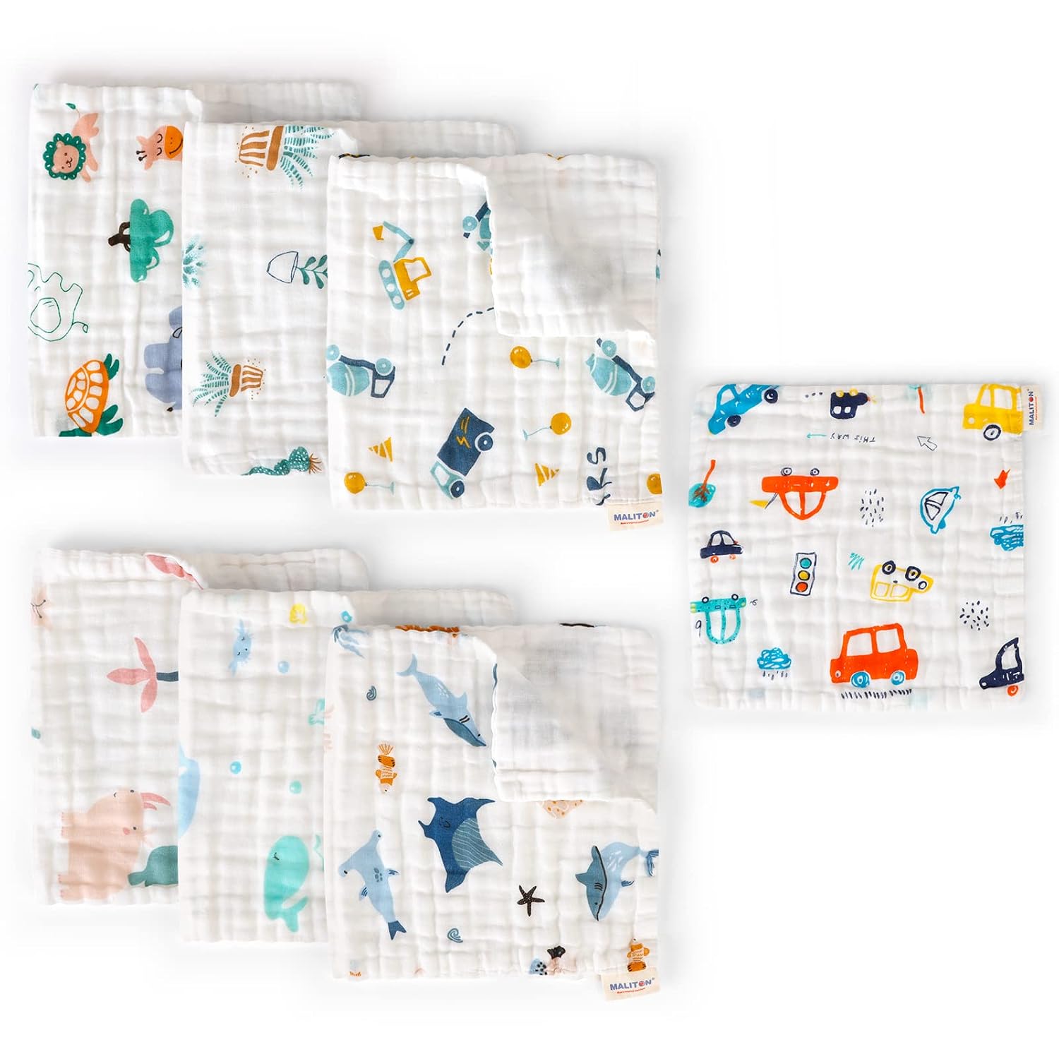 Amazon.com: Maliton Muslin Baby Burp Cloths 6 Pack Large 20''x10'' 100% ...