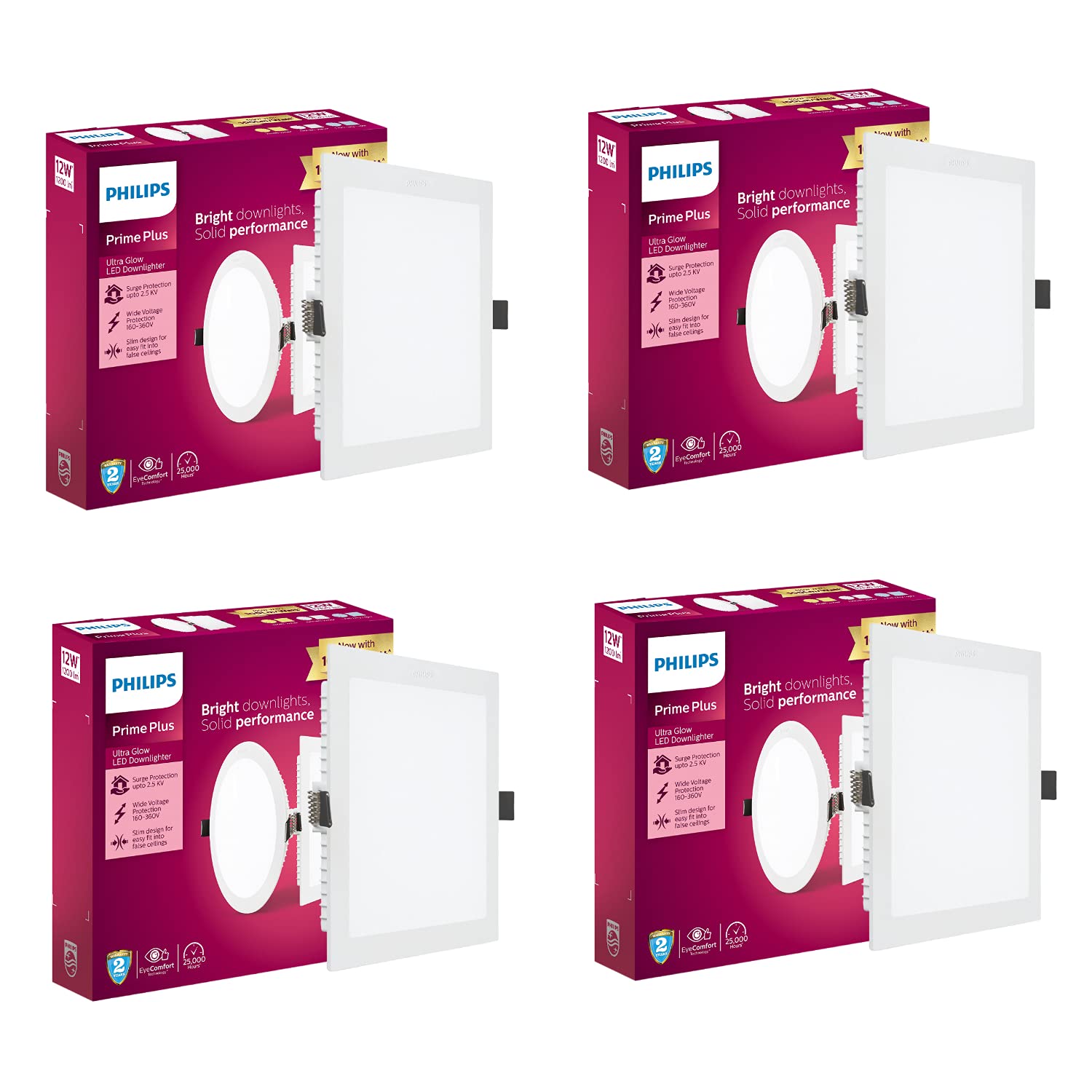 PHILIPS 12W Square AP Plus UltraGlow LED DL Recessed LED Panel Ceiling ...