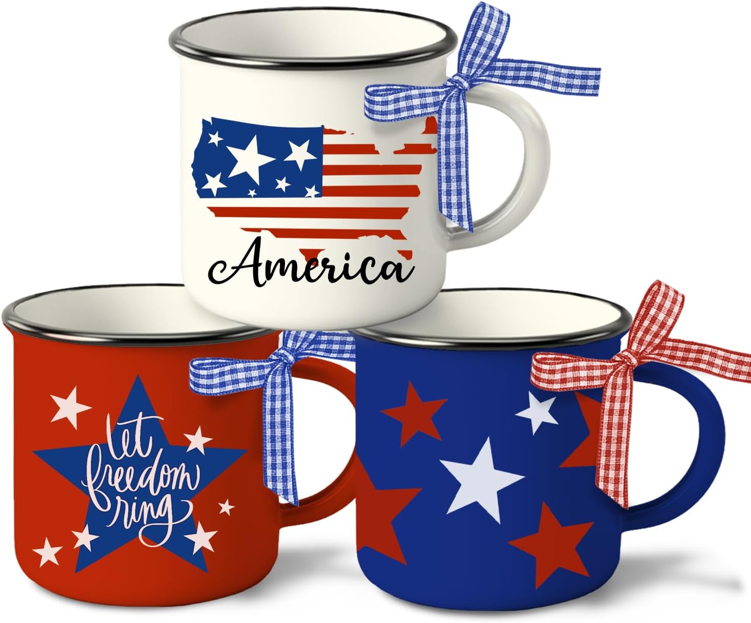 Amazon.com: Suttmin 6 Pcs 4th of July Mini Coffee Mugs Patriotic ...