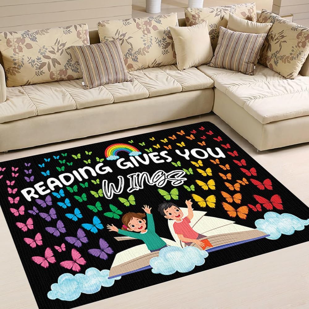 Amazon.com: Custom Reading Give You Wings Rug, Classroom Library Rugs ...