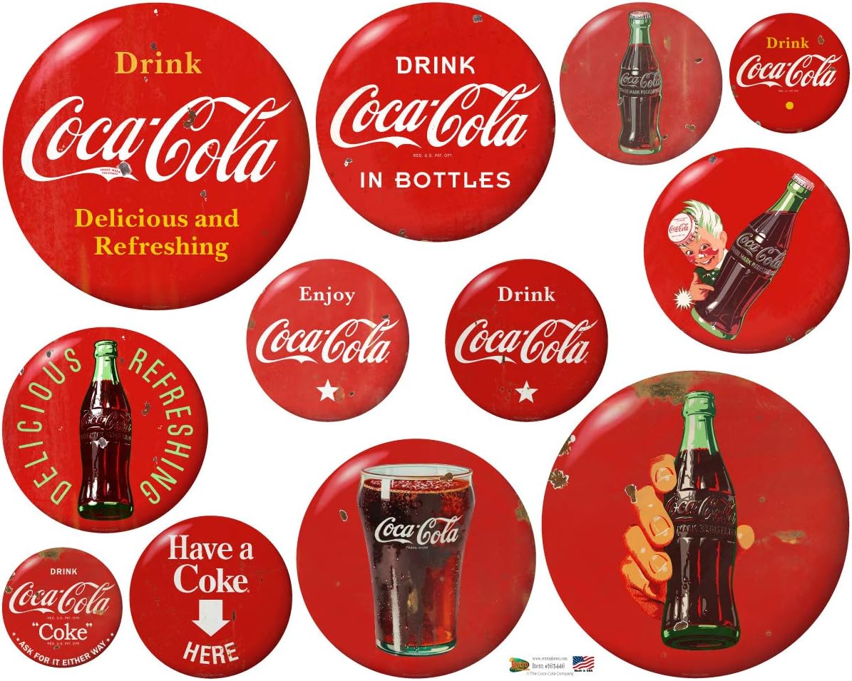 Amazon.com: Coca-Cola Red Discs Decal Set of 12 Distressed Look Decor ...