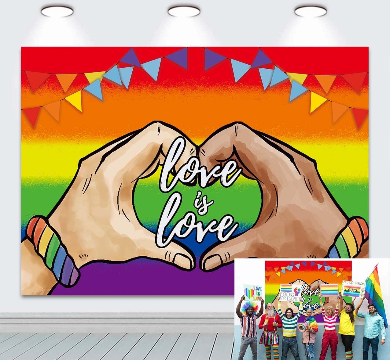 Amazon.com : Pride Backdrop Love is Love Banner LGBTQ Happy Pride ...
