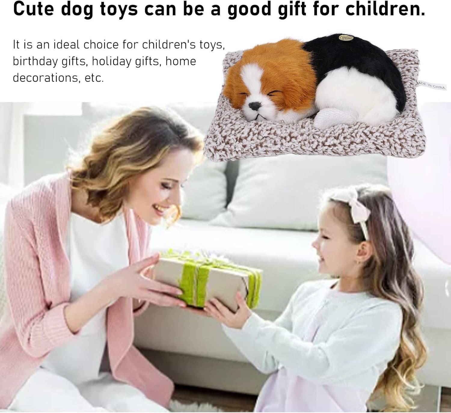 Haowecib Realistic Toy Dog, Adorable Sleeping Puppy Stuffed Interactive ...