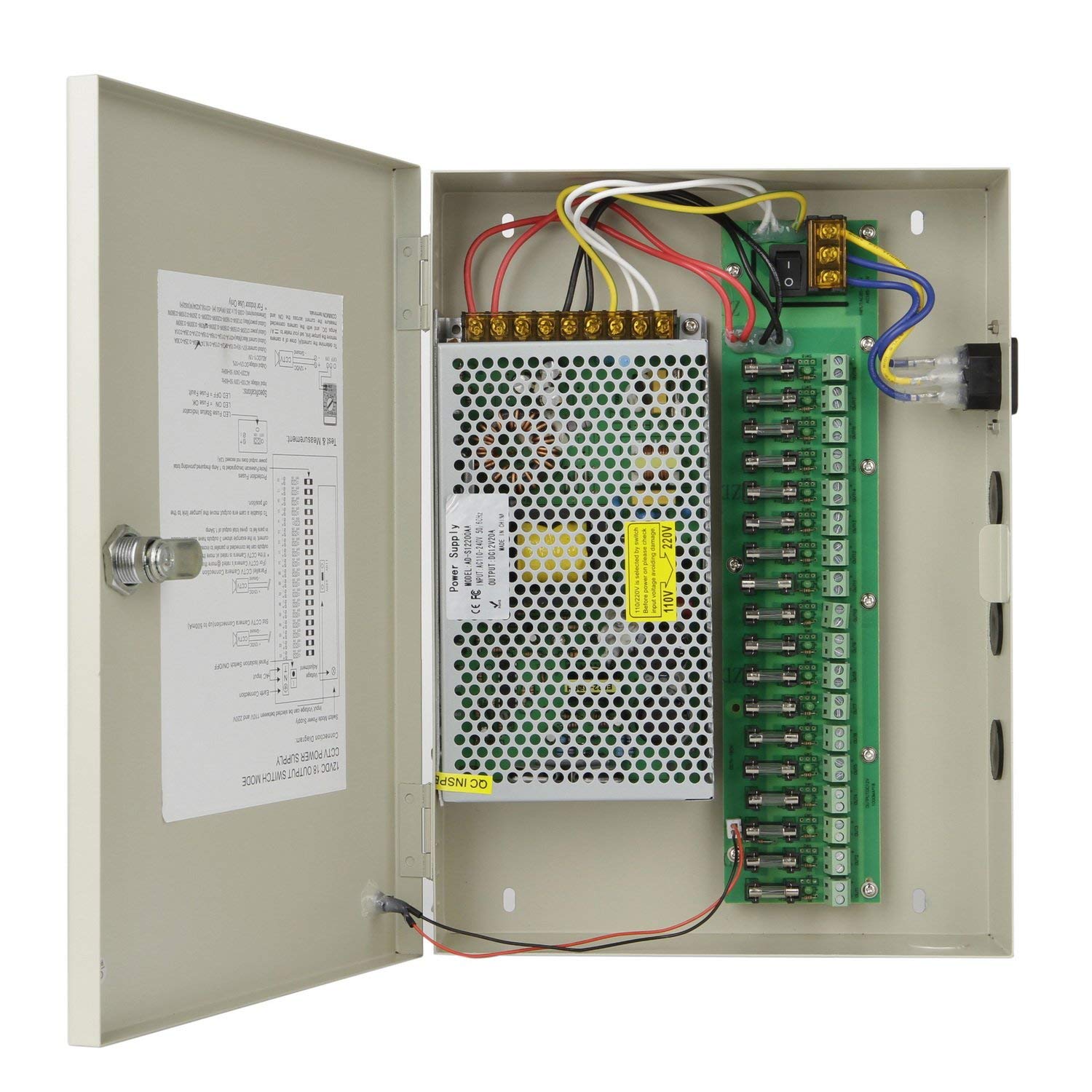 Buy UKPLUS 18 Channel Port 12V DC 20 Amp Amper with Glass Tube Fuse ...