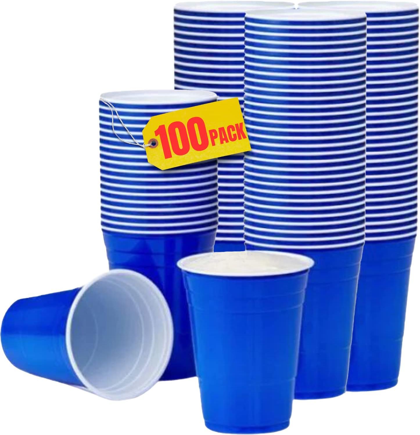 Amazon.com: 1InTheHome Blue Cups 16 Oz, Disposable Blue Plastic Party ...