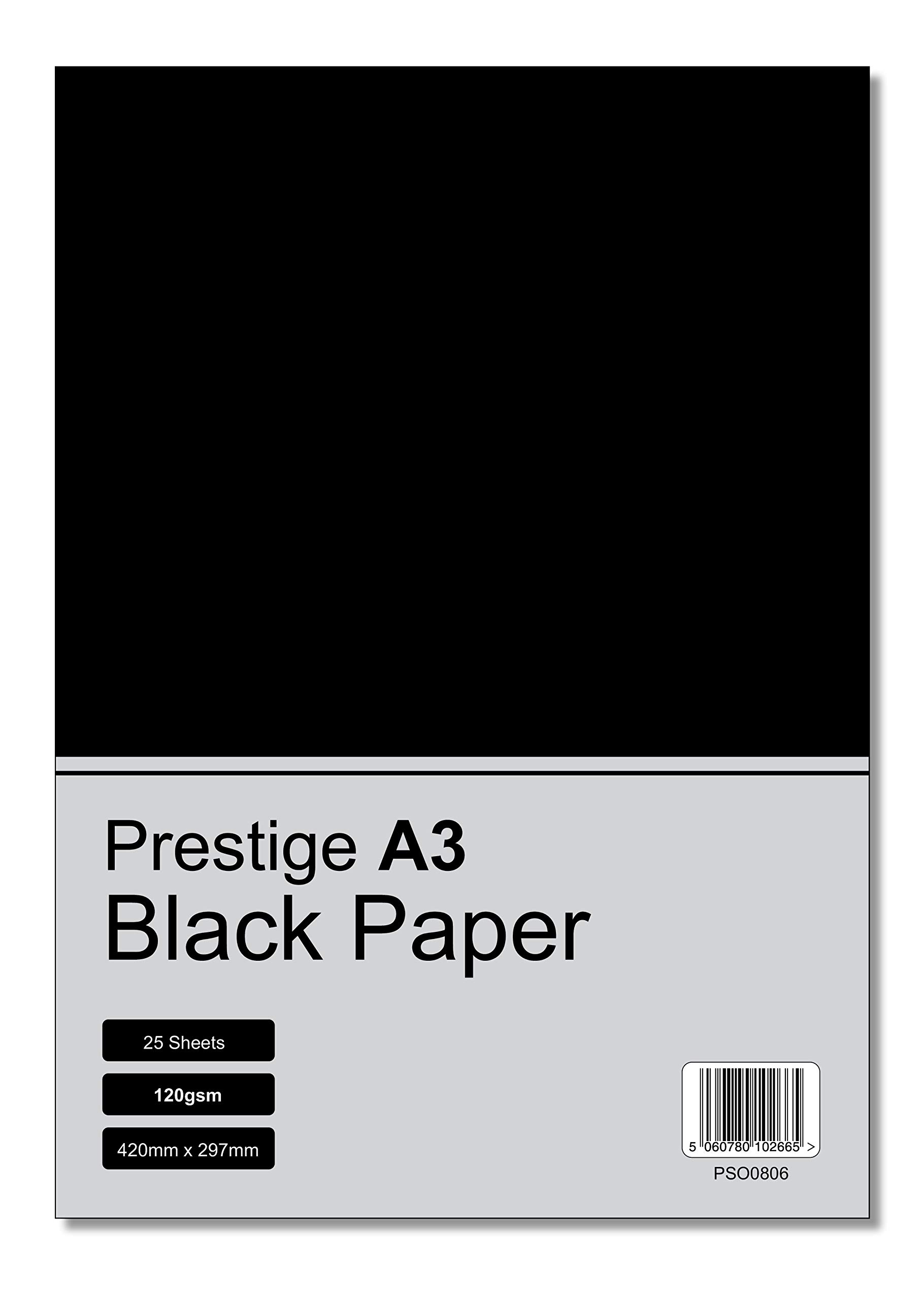 Prestige A3 Black 120gsm Craft Paper x 25 Sheets per Pack : Amazon.co ...