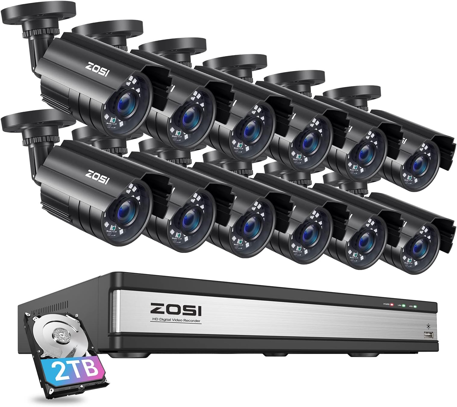Amazon.com : ZOSI 16CH 3K Lite Security Camera System with 2TB HDD,AI ...