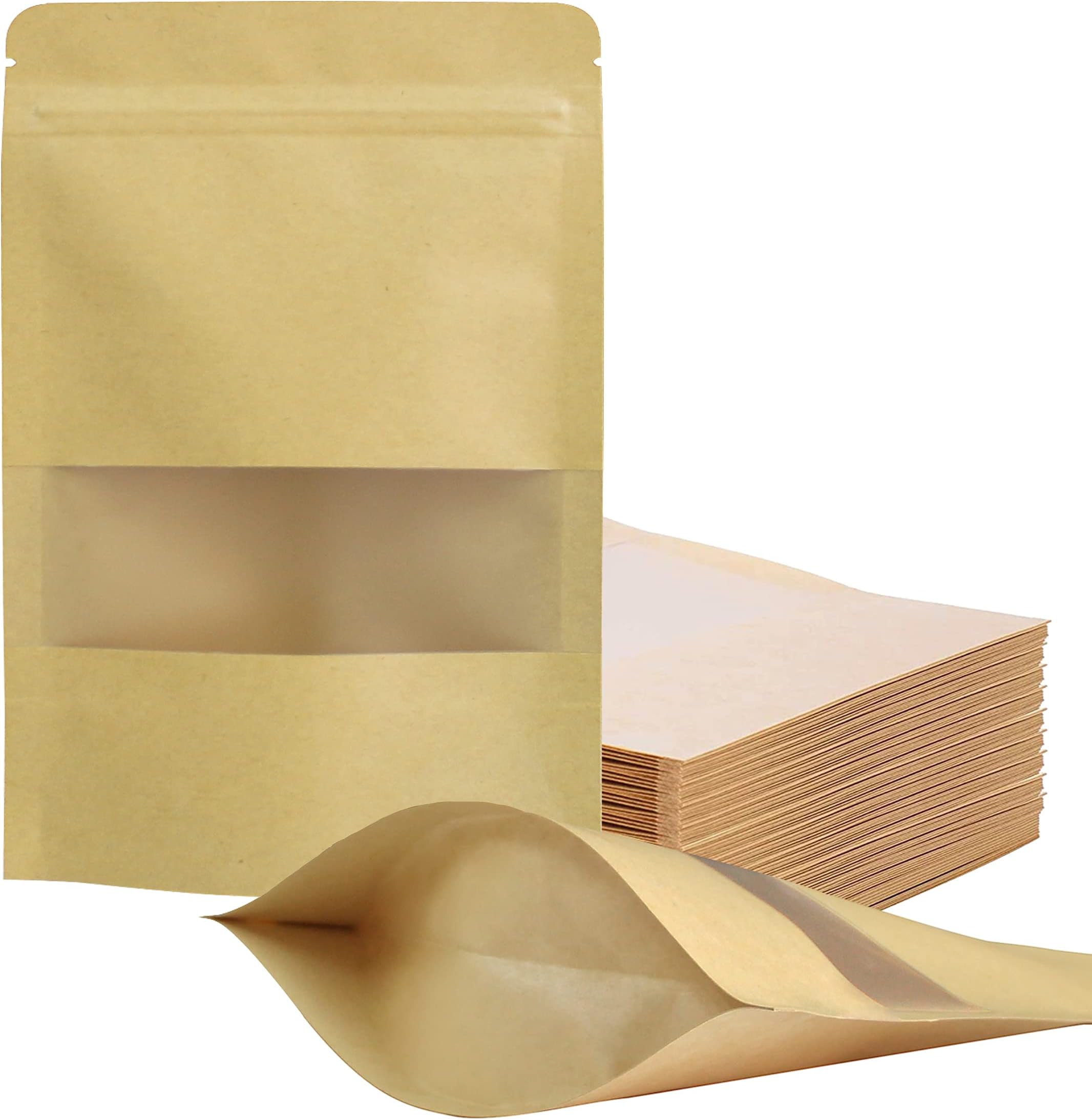 Amazon.com: QQ Studio 100 pcs 4.7" x 7.75" Stand Up Kraft Pouches with ...
