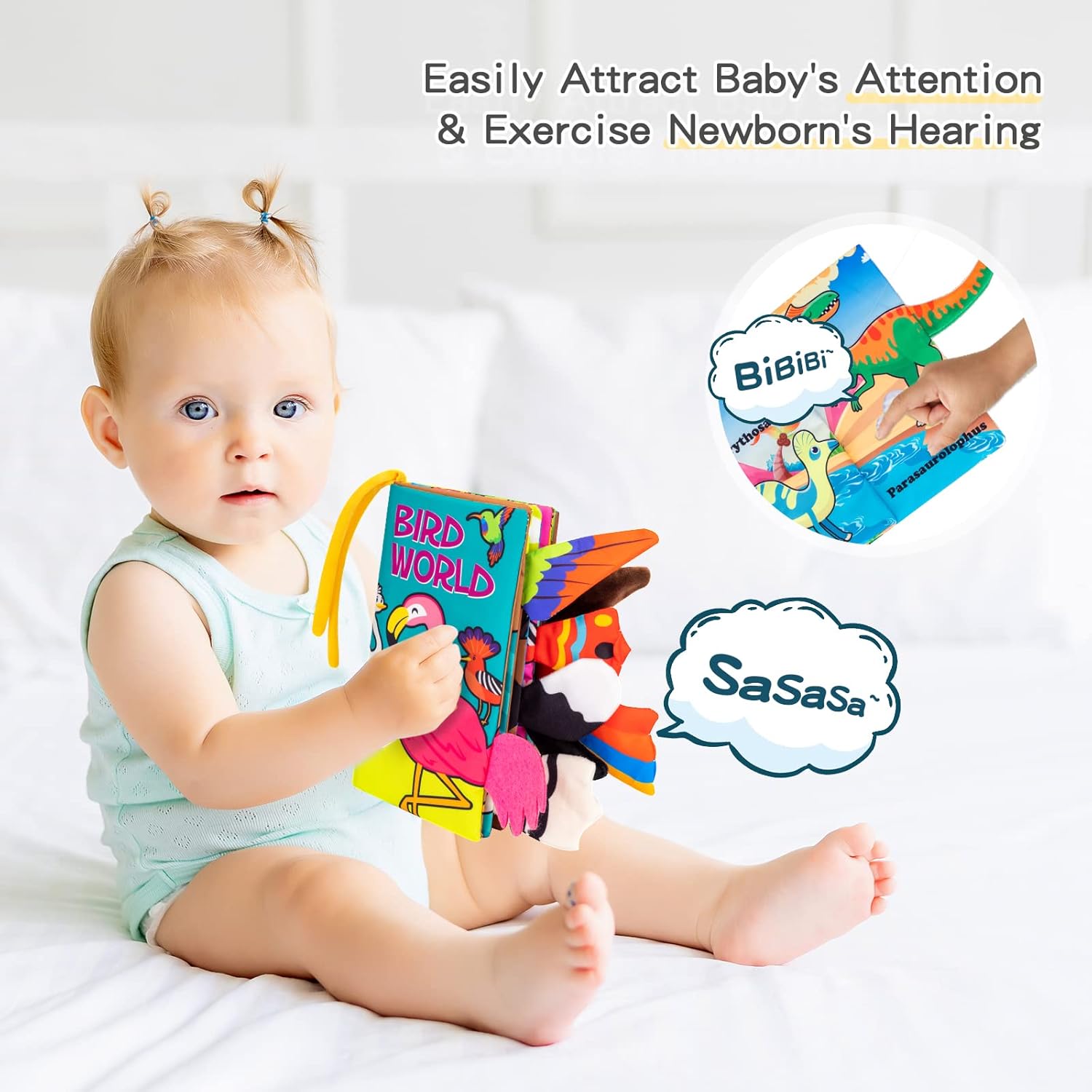 PADONISE Libros suaves para bebés de 0-3-6-12 meses, 2 libros 3D Touch ...