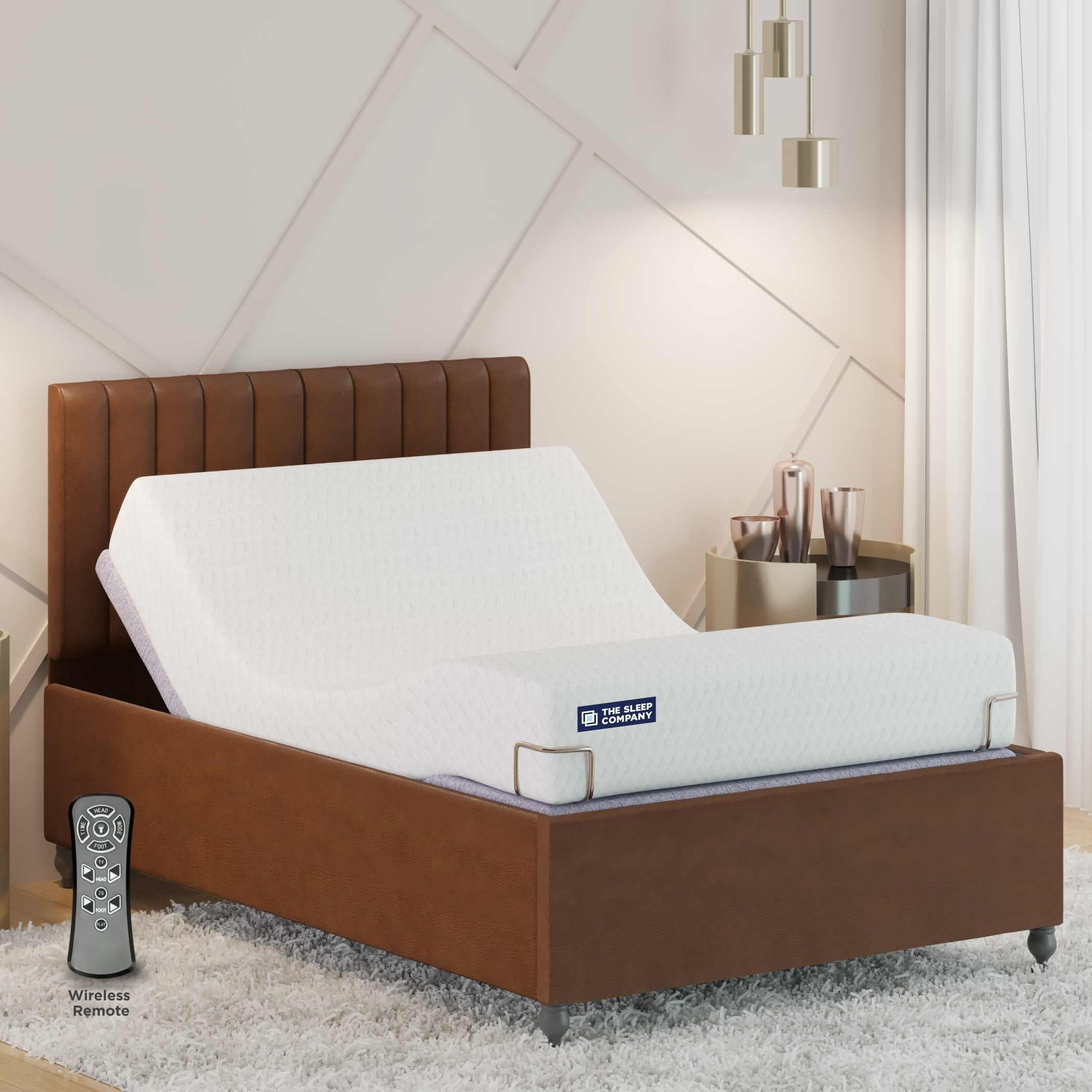 The Sleep Company Elev8 Smart Recliner Bed With Denver Leather Frame ...