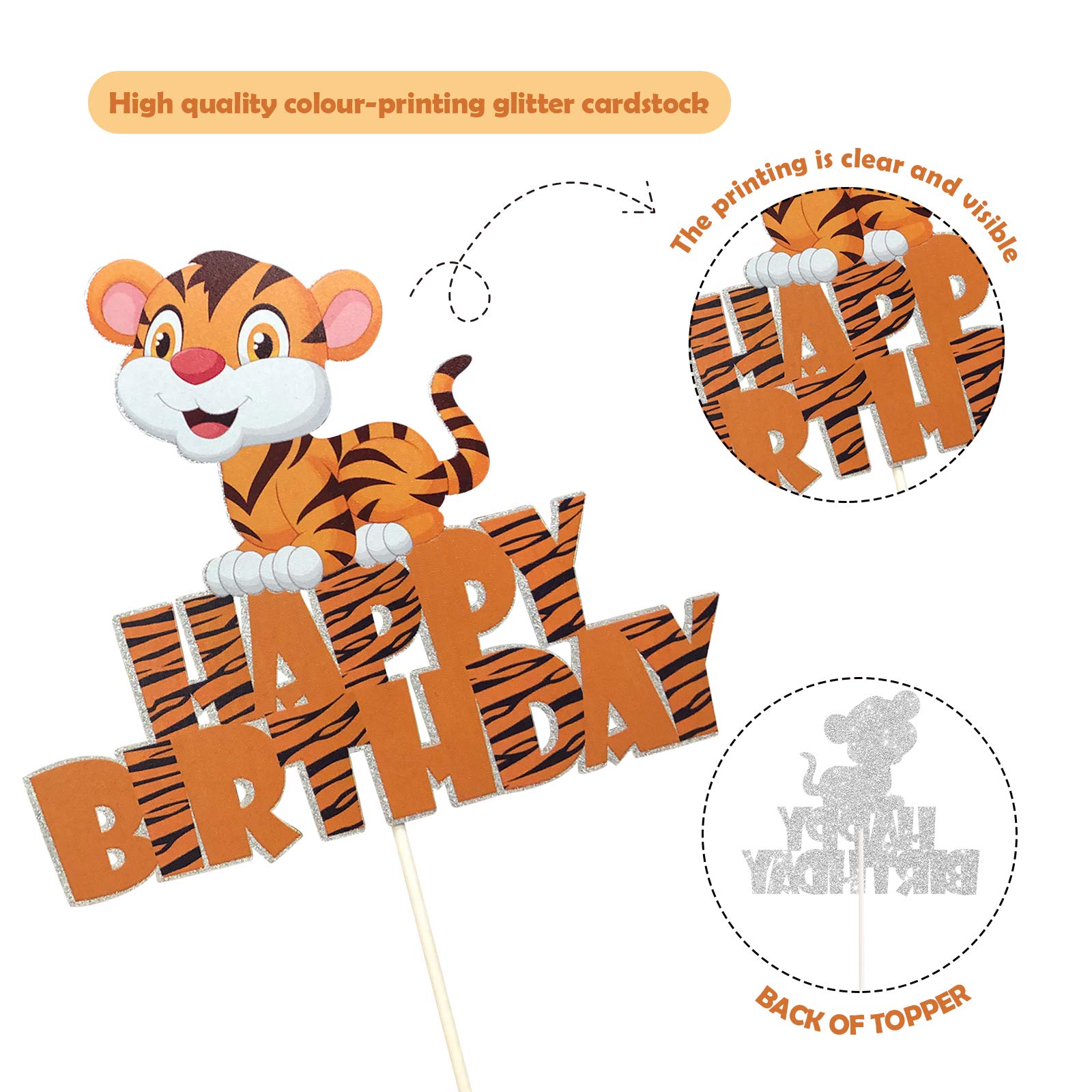 Snapklik.com : Glitter Tiger Happy Birthday Cake Topper, Baby Tiger ...