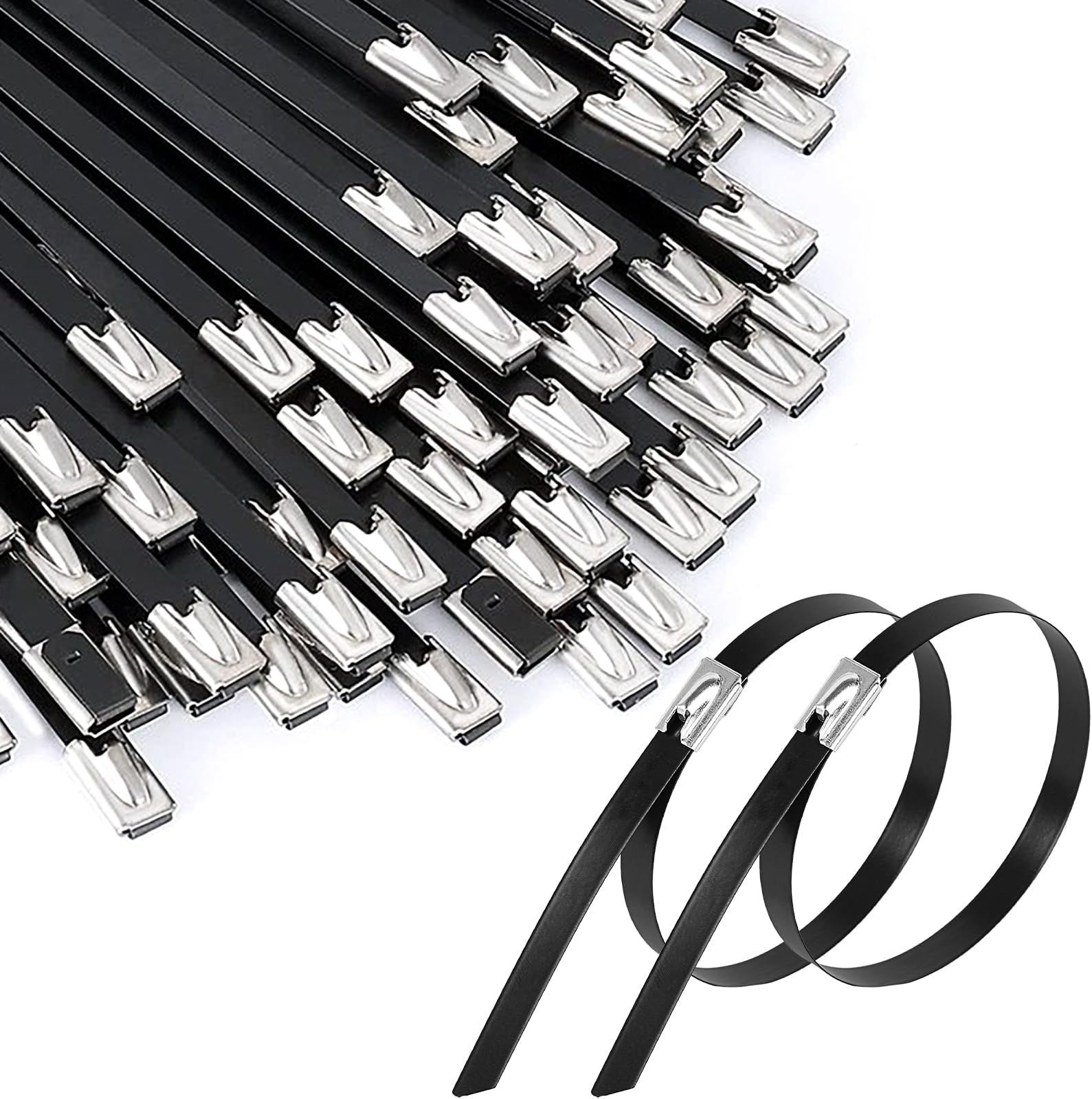 Amazon.com: Metal Zip Ties, (11.8 inch 200pcs Black) 304 Stainless ...