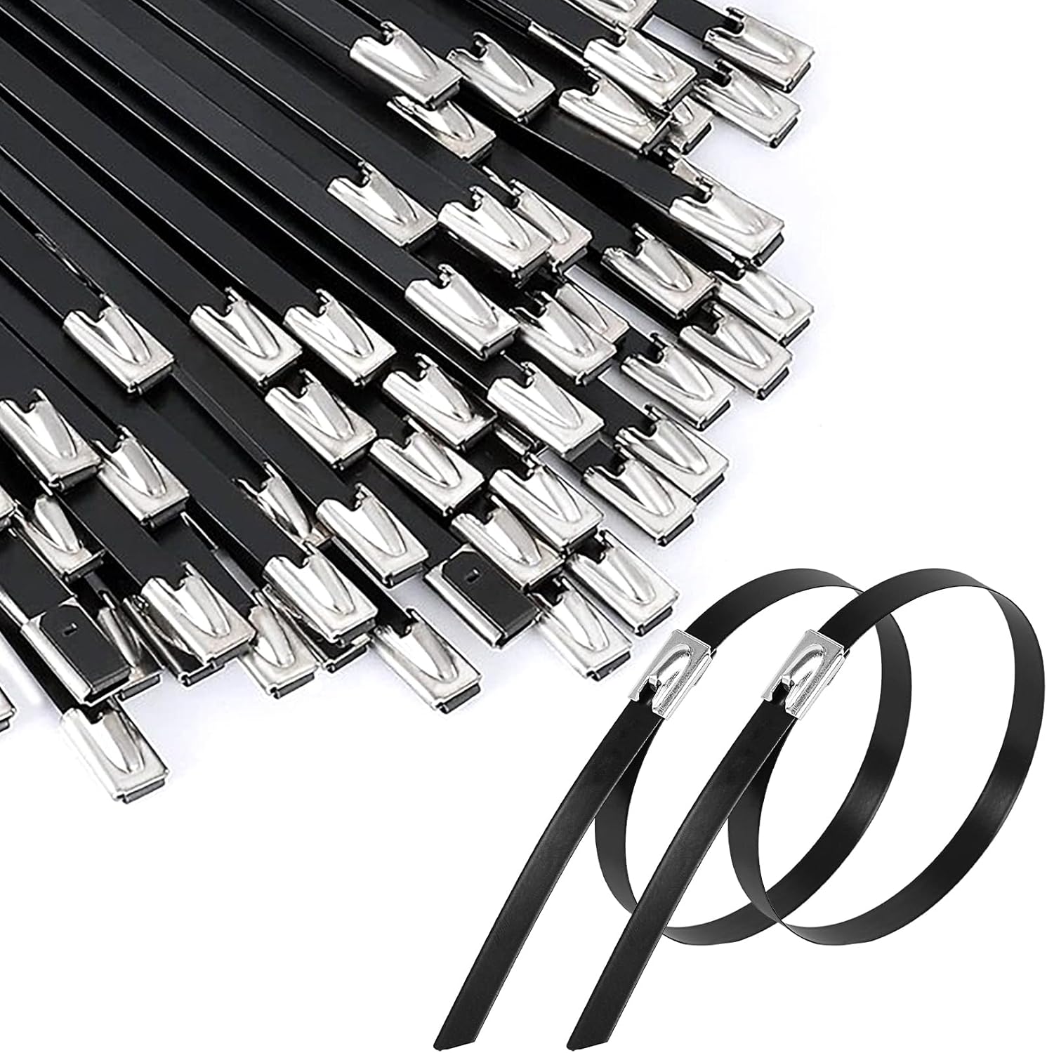 Amazon.com: Black Metal Zip Ties 11.8 Inch Heavy Duty Stainless Steel ...