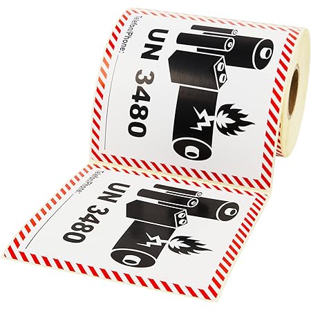 MD Labels 500 Dangerous Goods Labels UN 3480 100 x 100 mm - Contains ...